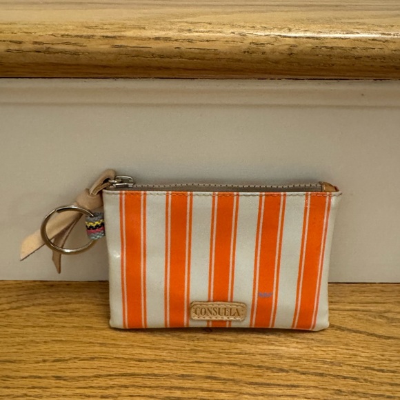 Consuela | Bags | Consuela Orange And White Striped Pouch | Poshmark